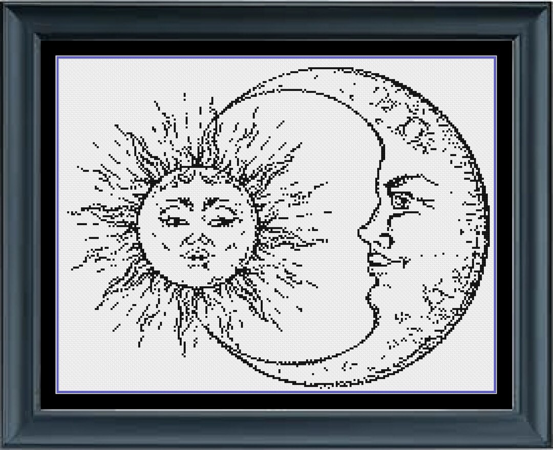 Sun and Moon Cross Stitch Pattern | Astronomy Trophy Cross Stitch ...