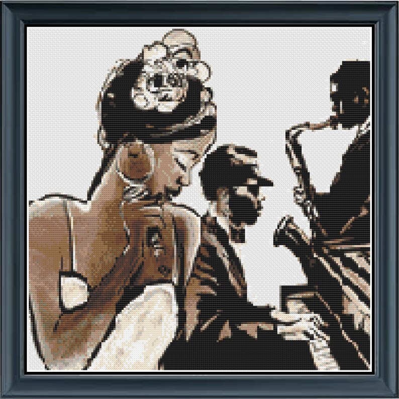Jazz Trio Black Musician Singer Cross Stitch Embroidery Needlepoint ...