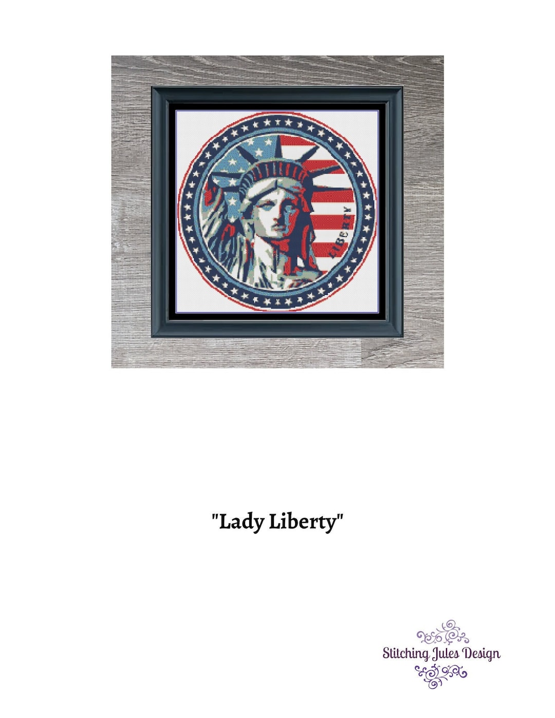Lady Liberty Cross Stitch Pattern: Patriotic USA Needlepoint (pattern ...