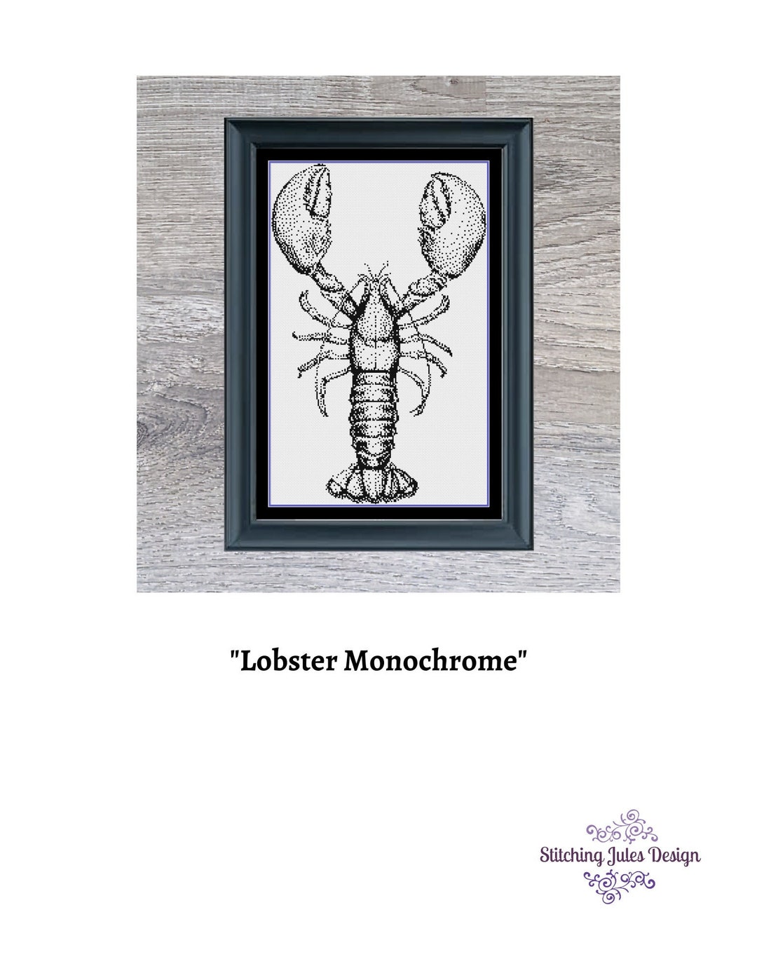 Lobster Cross Stitch Pattern | Blackwork | Instant PDF Download - Etsy