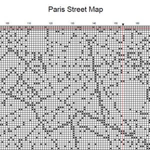 Paris Street Map Cross Stitch Pattern: Monochrome Blackwork (instant ...