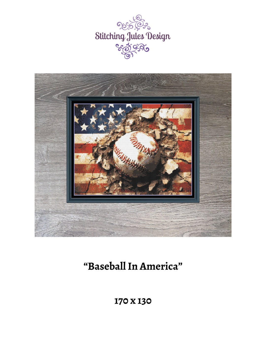 Baseball Americana Sports Full Coverage Counted Cross-stitch Pattern ...