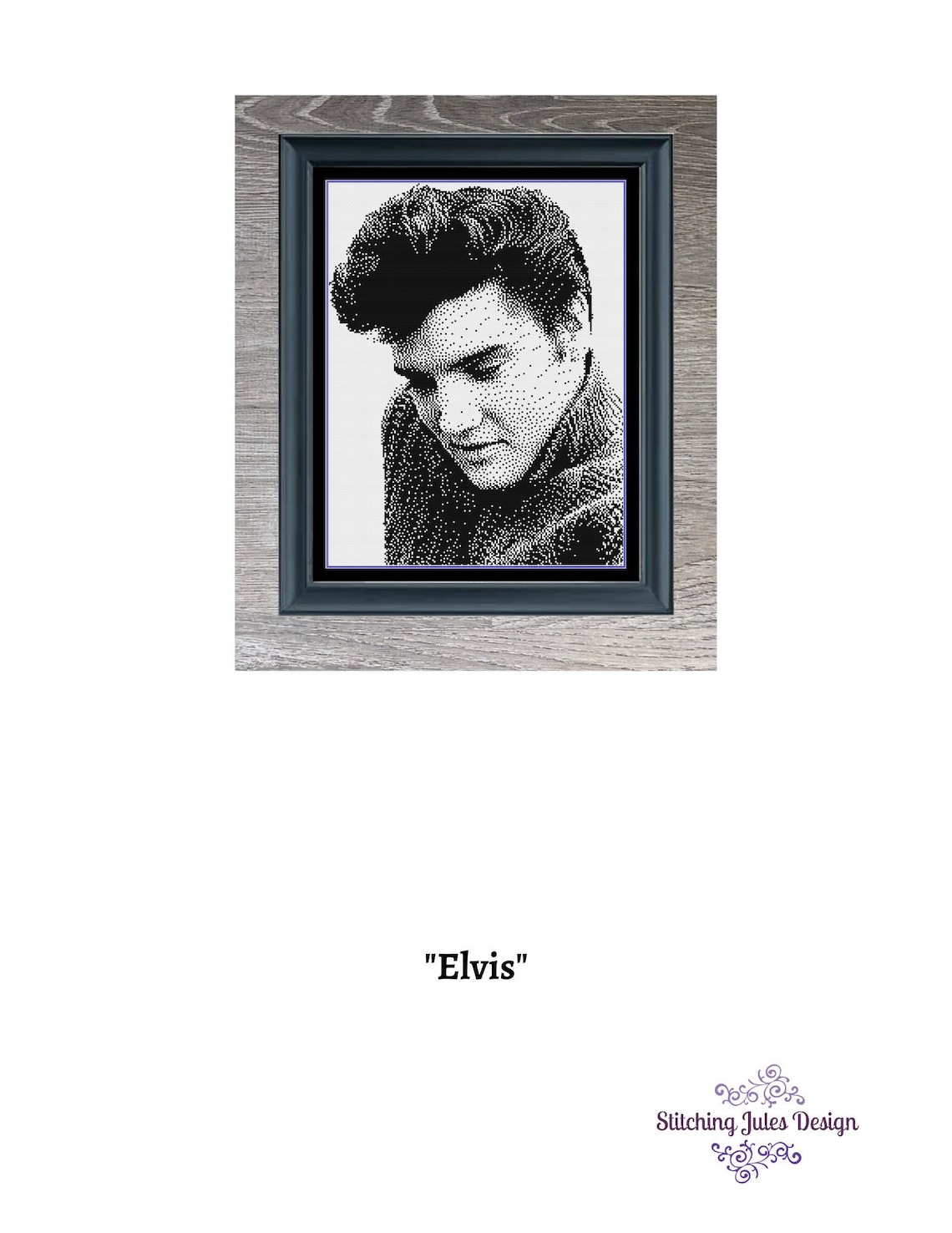 Elvis Presley Cross Stitch Pattern: Monochrome Portrait (PDF Digital ...