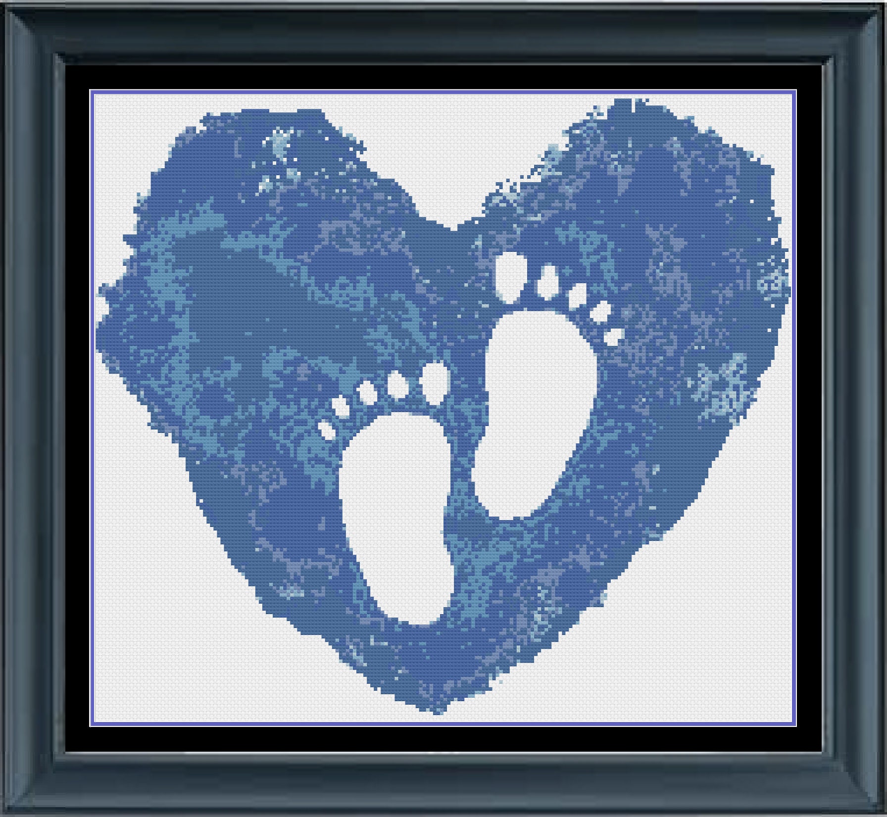 Baby Boy Footprints Heart Cross Stitch Pattern (PDF Download) - Etsy
