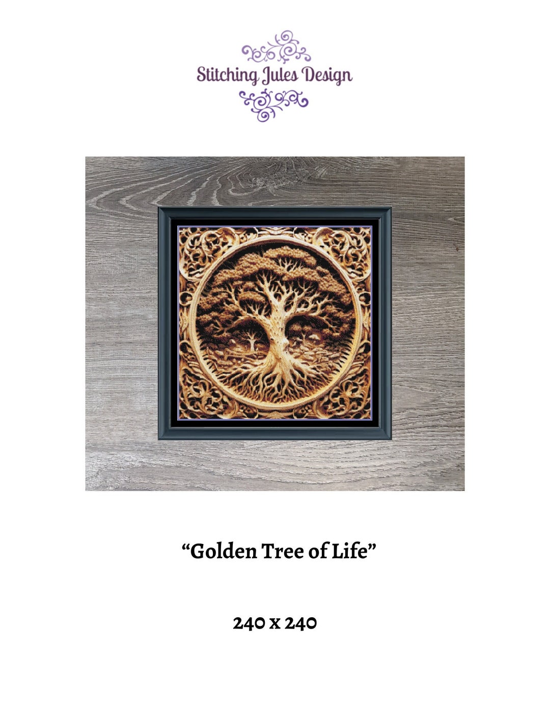 Golden Tree of Life Counted Cross Stitch Pattern | Yggdrasil World Tree ...