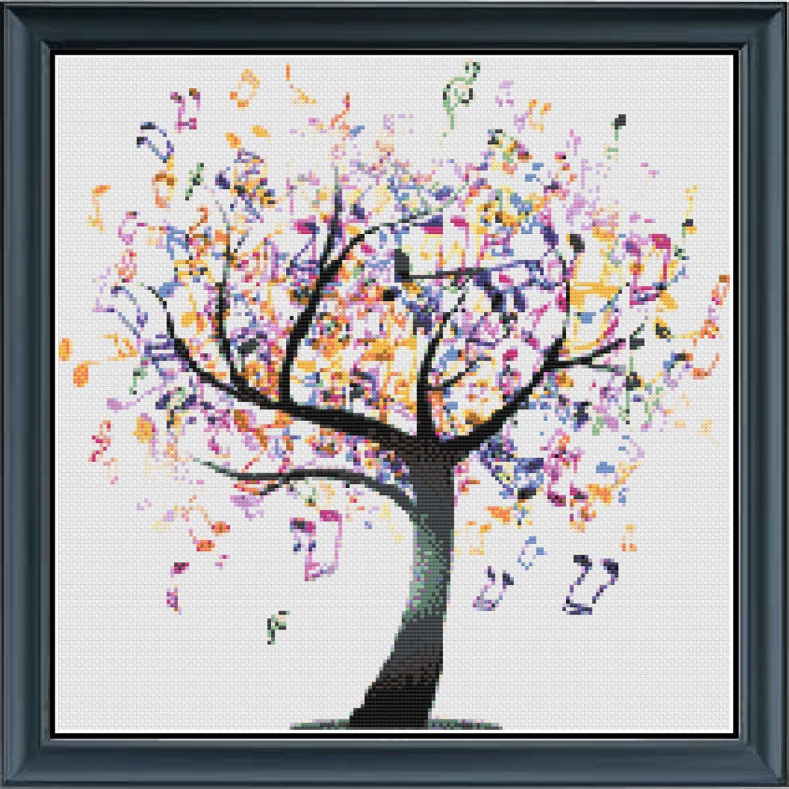 Musical Notes Tree Colorful Cross Stitch Needlepoint - Etsy