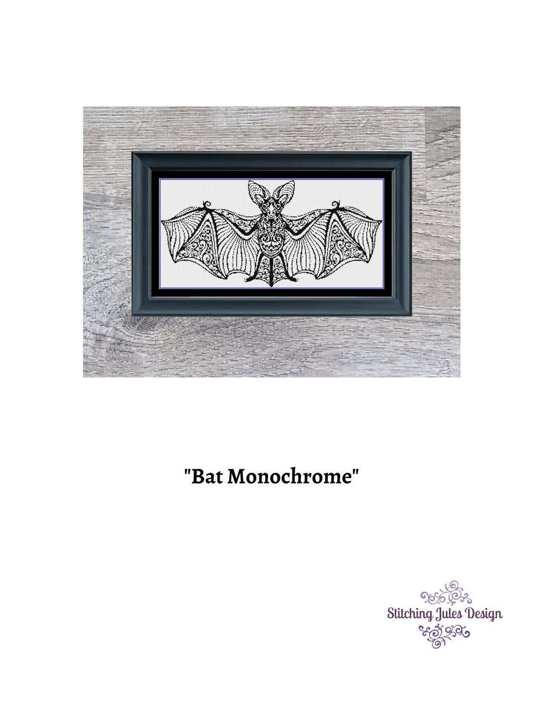 Bat Cross Stitch Pattern | Halloween Cross Stitch Pattern | Blackwork ...