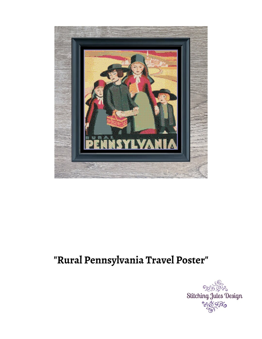 Vintage Pennsylvania Travel Poster Cross Stitch Embroidery Needlepoint ...