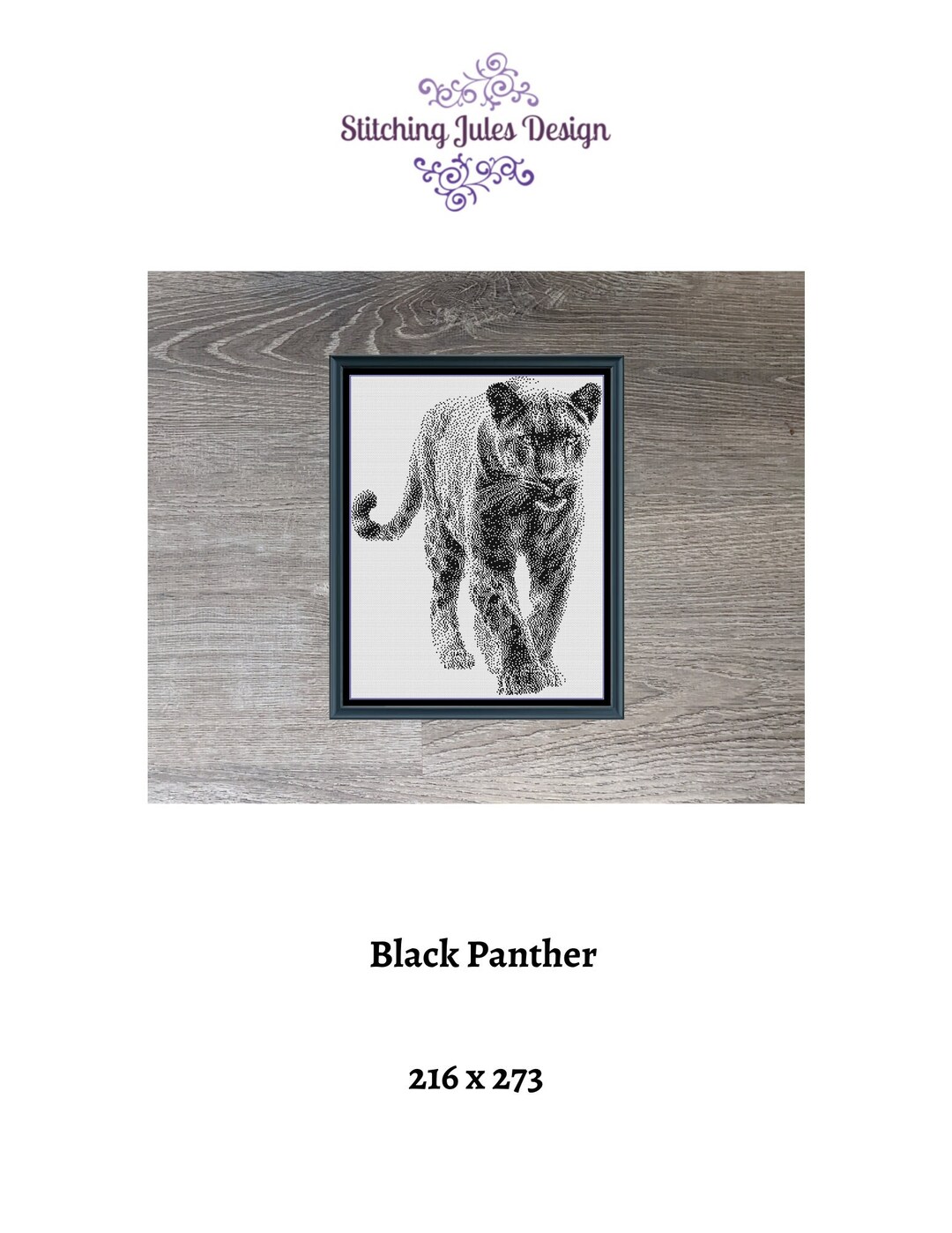 Black Panther Premium Monochrome Counted Cross-stitch Pattern | Instant ...