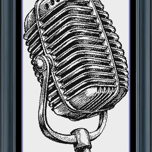 Vintage Microphone Cross Stitch Pattern: Blackwork Singer (instant PDF ...