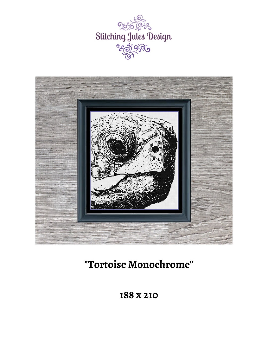 Giant Tortoise Turtle Counted Cross-stitch Pattern | Premium Monochrome ...