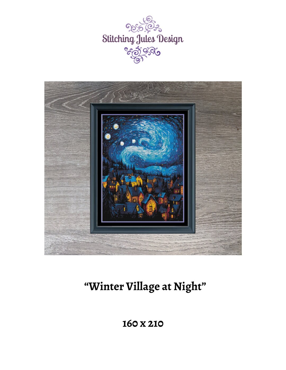 Winter Village Starry Night Cross Stitch Pattern: Van Gogh Style (PDF ...