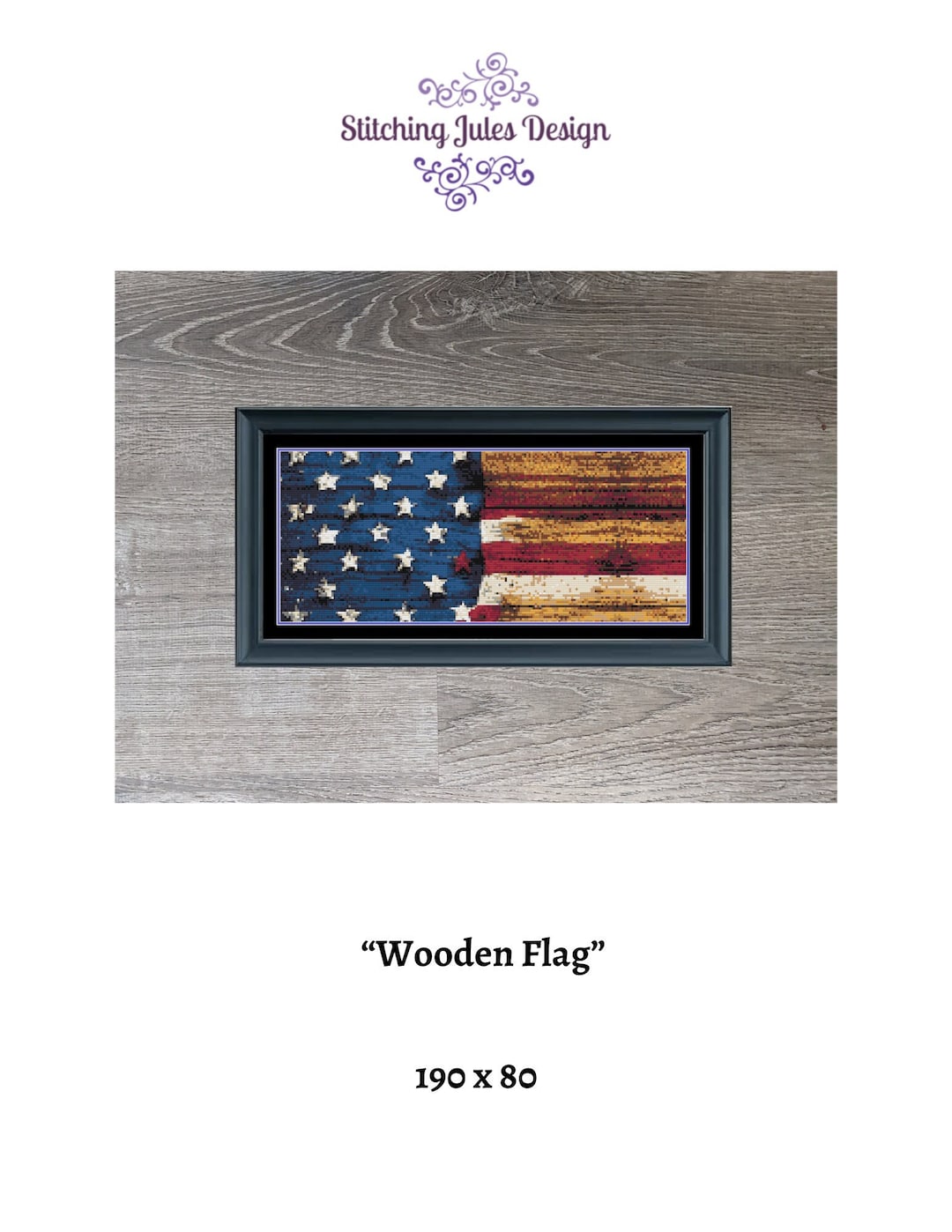Wooden American Flag Counted Cross Stitch Pattern | Instant Download ...