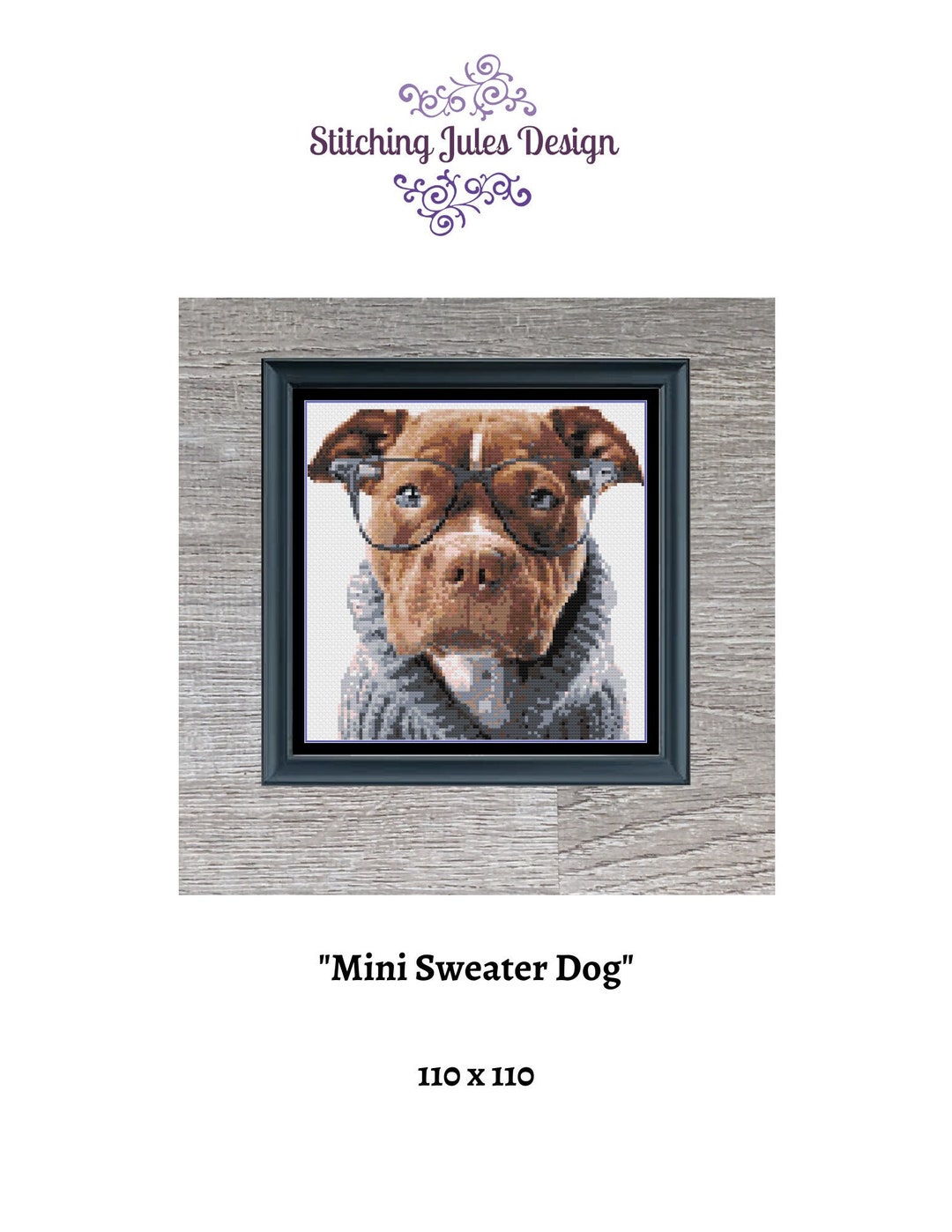 Mini Pitt Bull Dog Cross-stitch Pattern | Cute Dog Cross Stitch ...