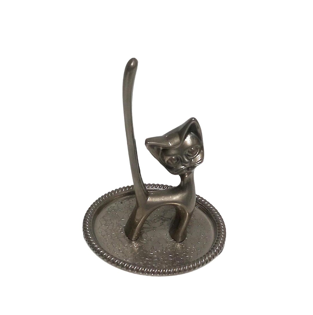 Vintage Seba Silver Cat Ring Holder, Made in England, Silver Ring ...