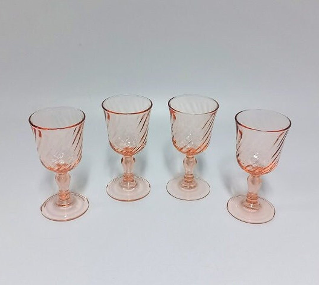 Luminarc Small Liqueur Glasses Rosaline Pink Swirl 1970s, Made in ...