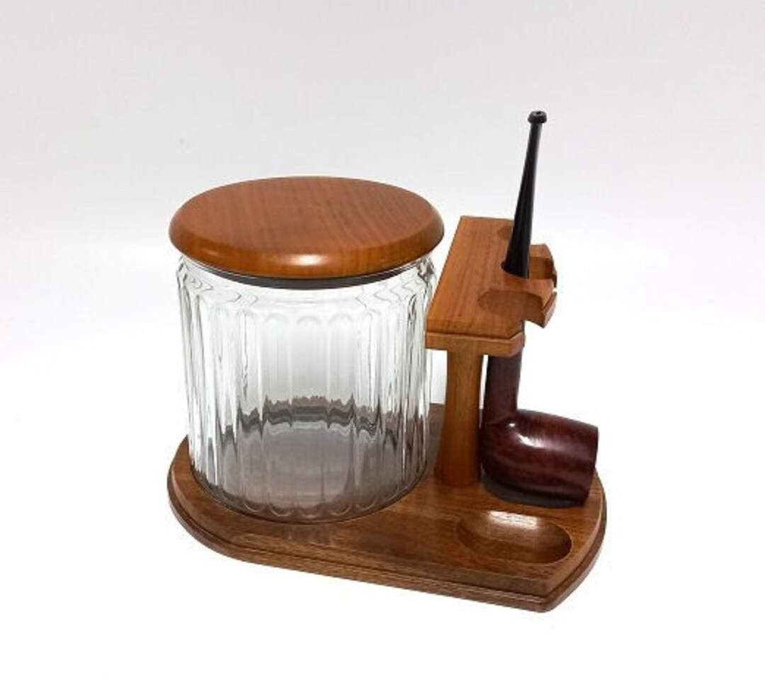 Vintage Walnut Aztec Tobacco Humidor Jar Pipe Stand, Wooden Pipe Stand ...