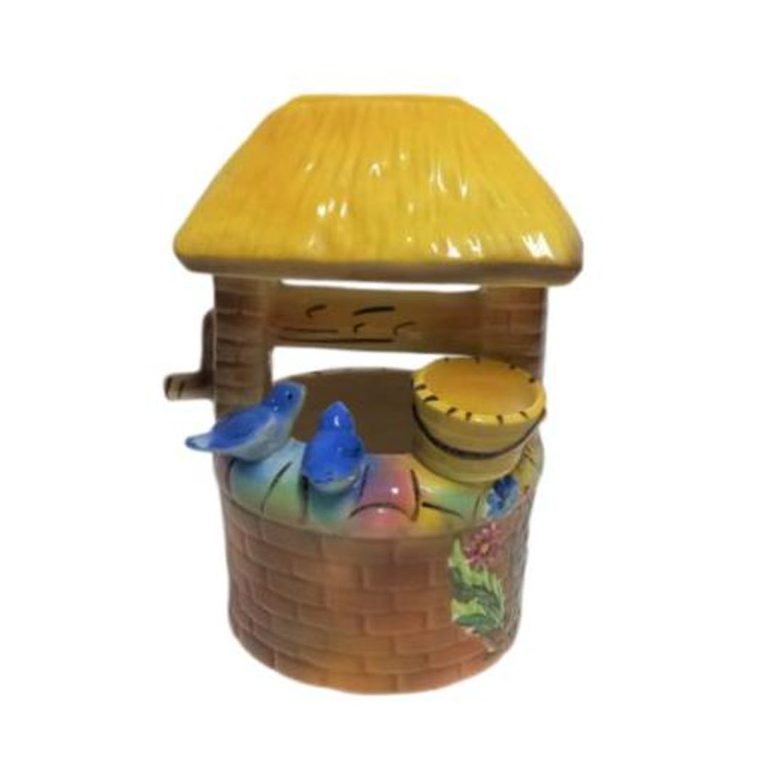 Vintage Kalmar Pottery Wishing Well With Two Blue Birds, Kalmar Pottery ...