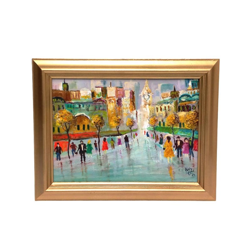Australian Impressionist City Scape Original 1987 Small Framed Oil ...
