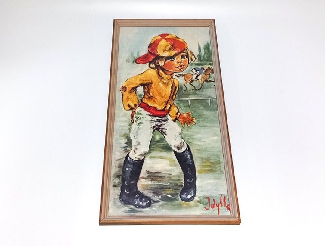 Vintage Kitsch Big Eyed Jockey Girl by Idylle Falconi Print, Wide Eyed ...