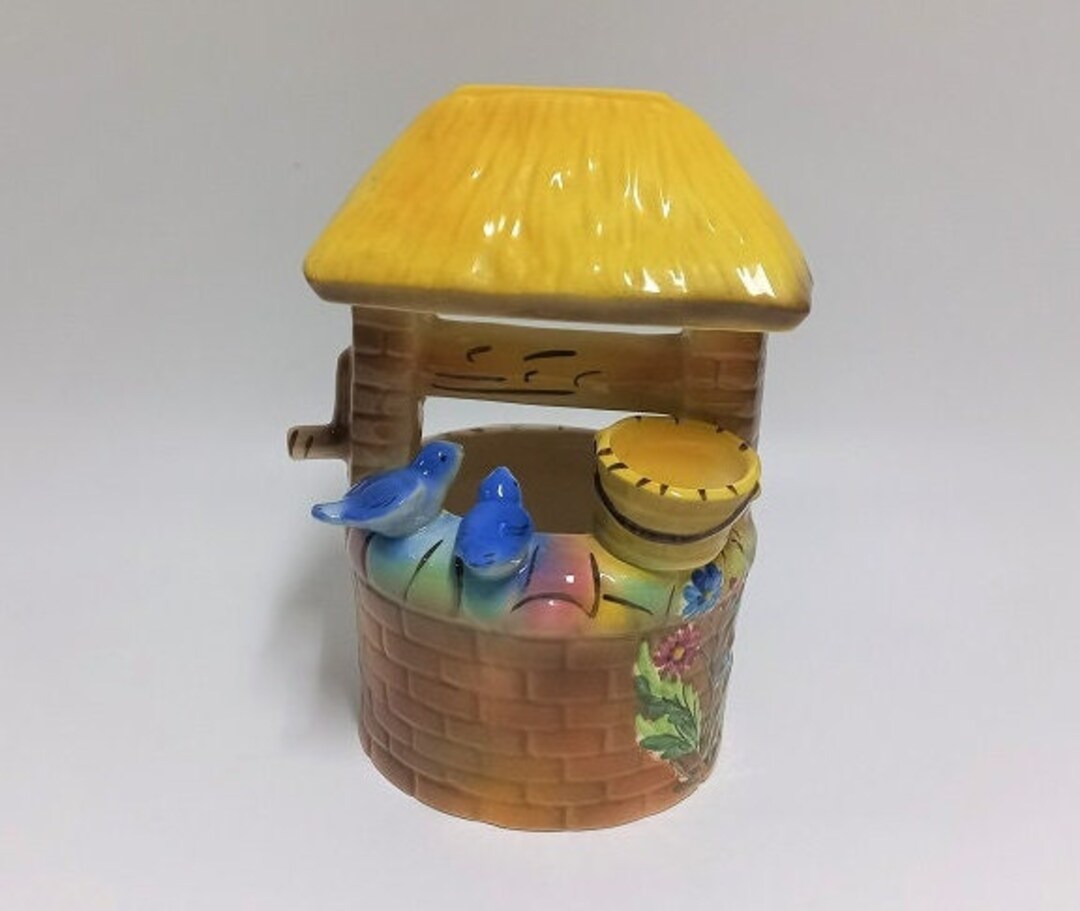 Vintage Kalmar Pottery Wishing Well With Two Blue Birds, Kalmar Pottery ...