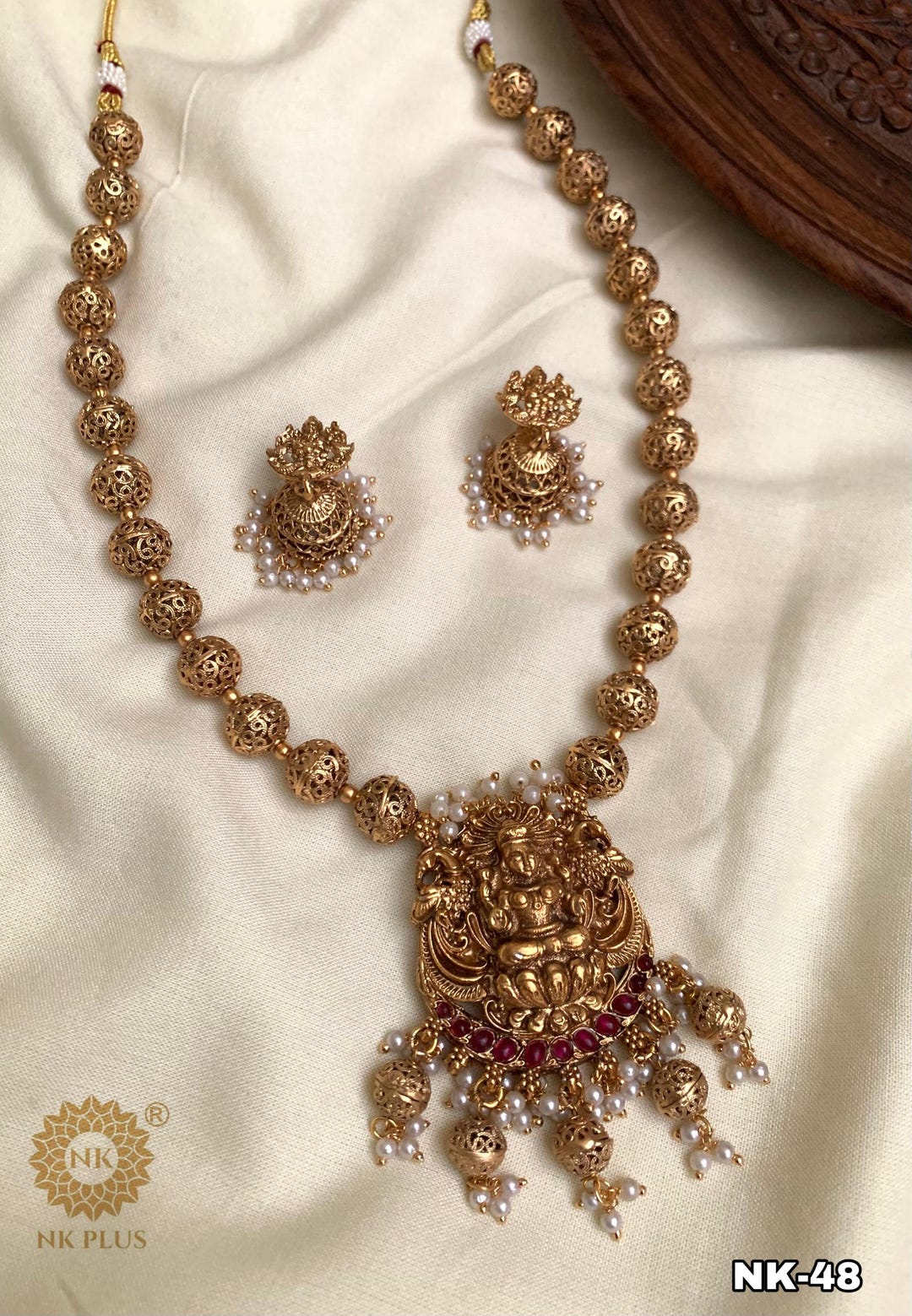 Antique Gold Ball Mala Necklace | South Indian Temple Jewellery Set ...