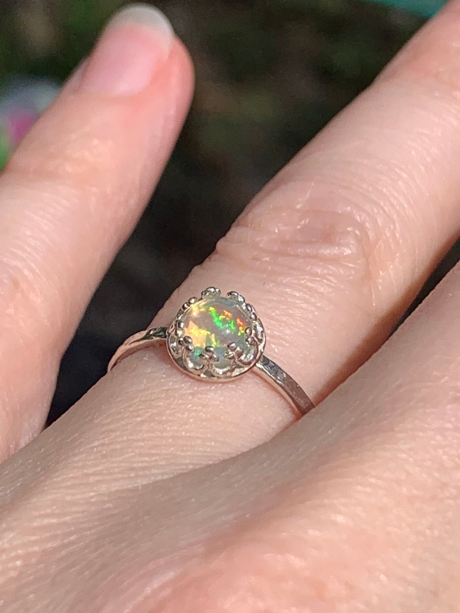 Genuine Fire Opal Crown Sterling Ring | Etsy