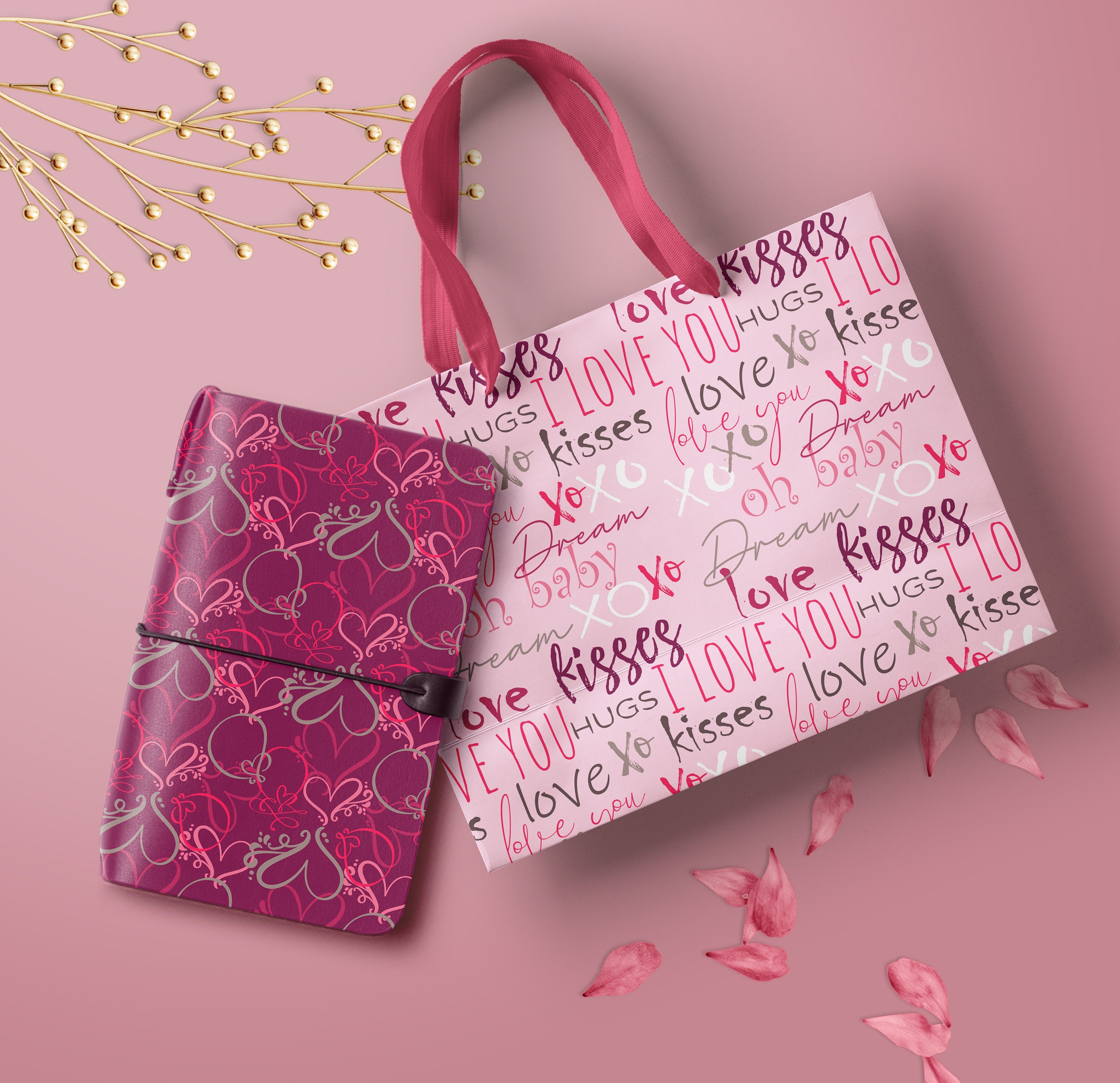 Happy Valentine's Day Digital Paper, Valentine Seamless Pattern, Hearts ...