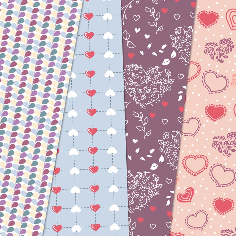 Cute Valentine Digital Paper, Valentine Seamless Pattern, Hearts ...