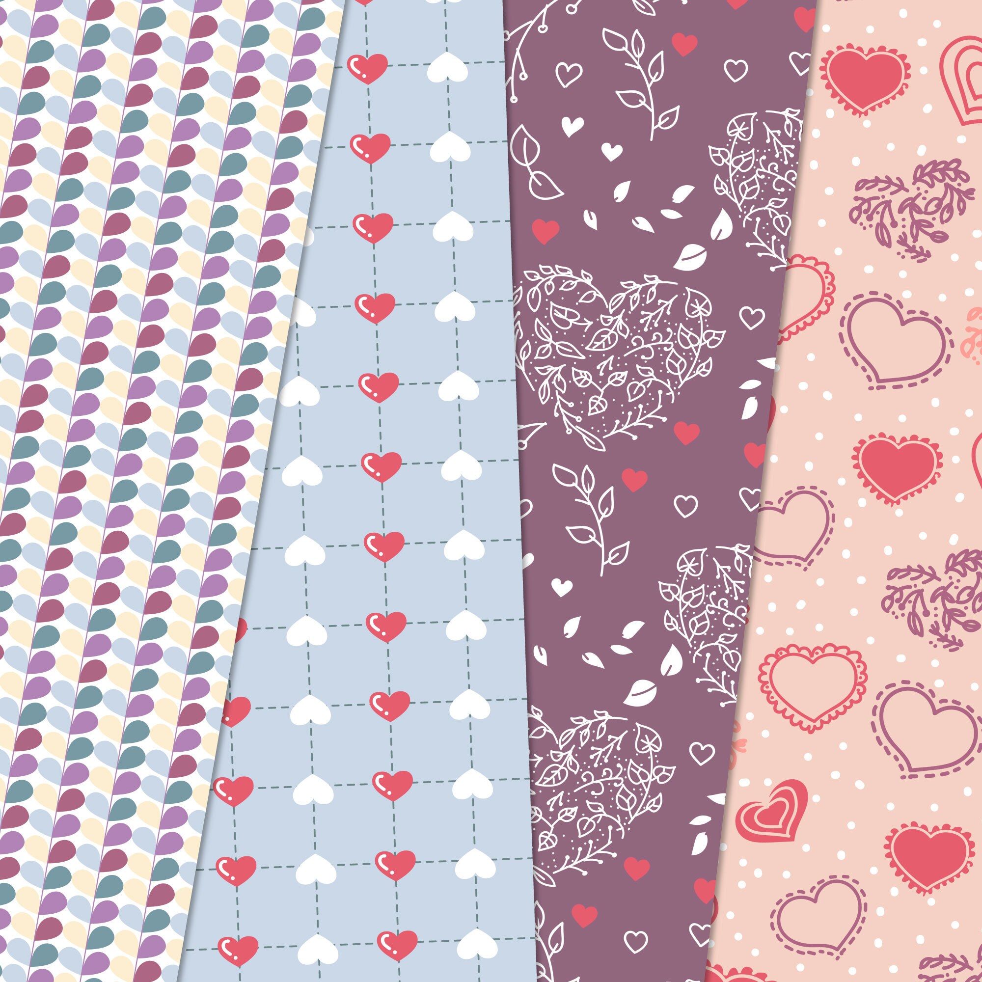 Cute Valentine Digital Paper, Valentine Seamless Pattern, Hearts ...