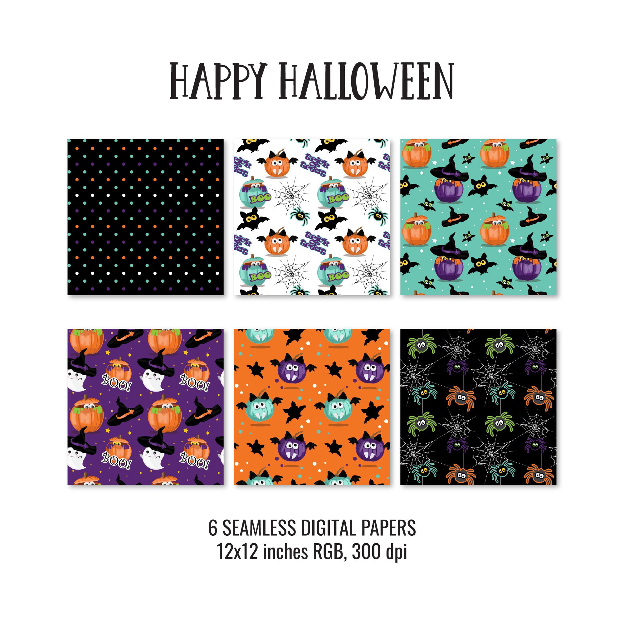 Cute Halloween Digital Paper Halloween Seamless Pattern - Etsy