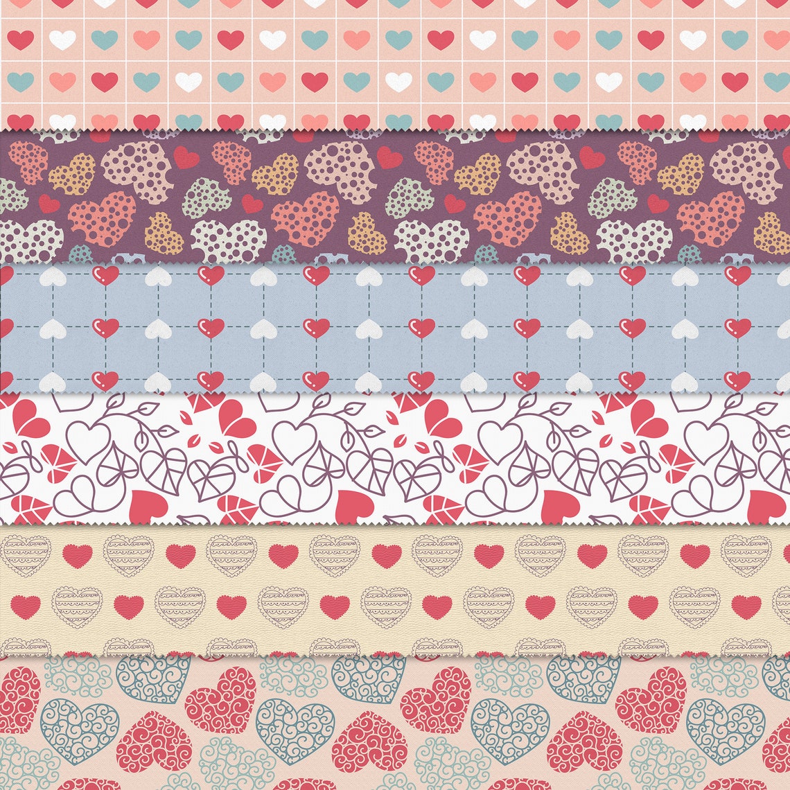 Cute Valentine Digital Paper, Valentine Seamless Pattern, Hearts ...