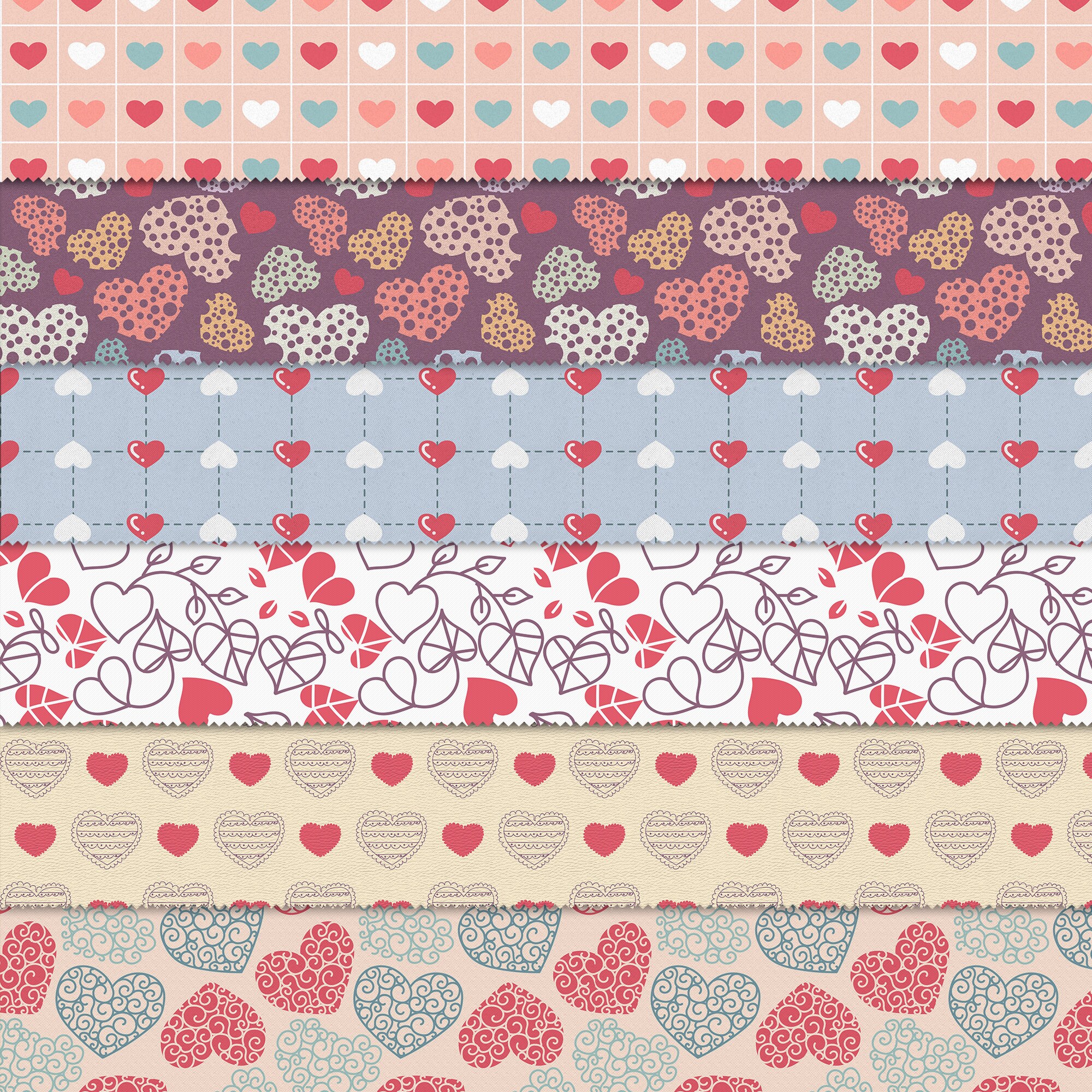 Cute Valentine Digital Paper, Valentine Seamless Pattern, Hearts ...