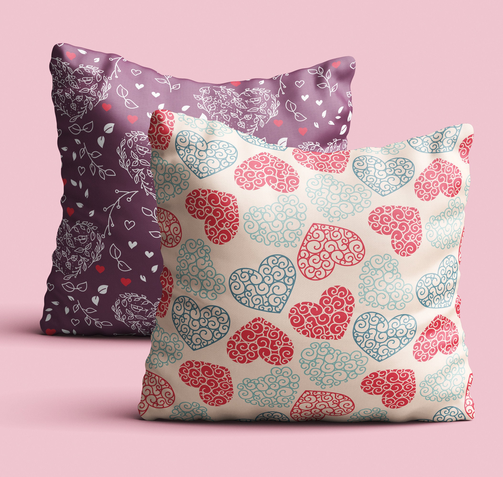 Cute Valentine Digital Paper, Valentine Seamless Pattern, Hearts ...