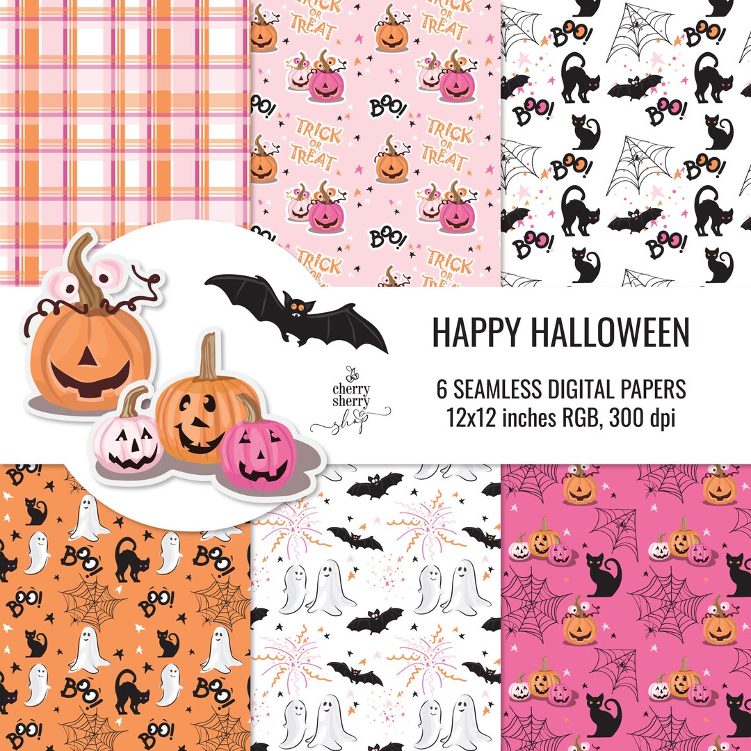Cute Halloween Digital Paper Halloween Seamless Pattern - Etsy Canada