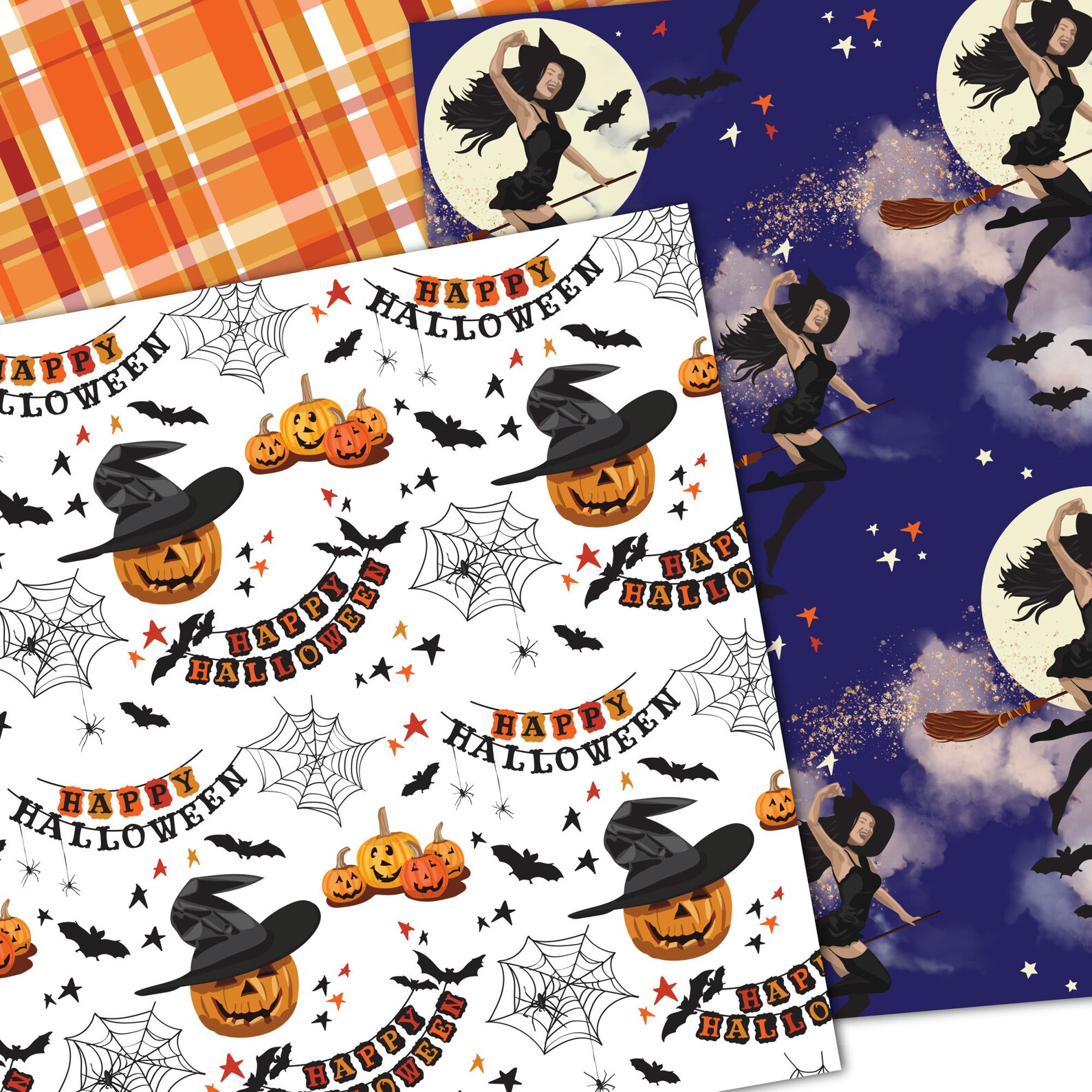 Cute Halloween Digital Paper, Halloween Seamless Patterns, Hand-drawn ...