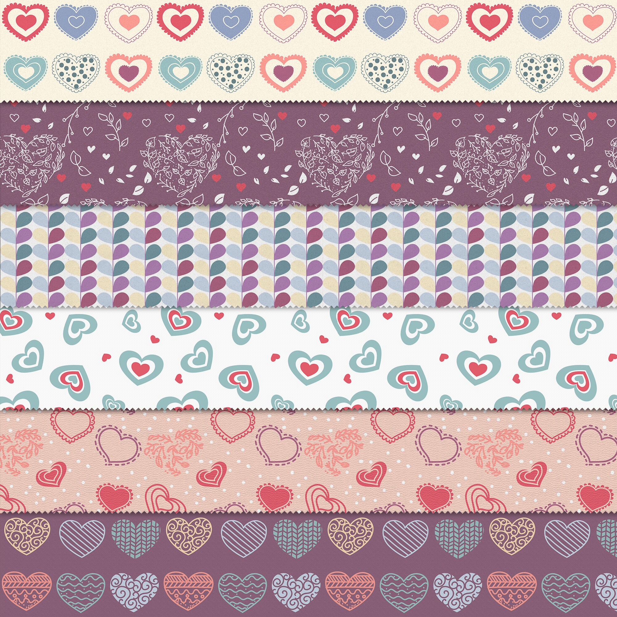 Cute Valentine Digital Paper, Valentine Seamless Pattern, Hearts ...