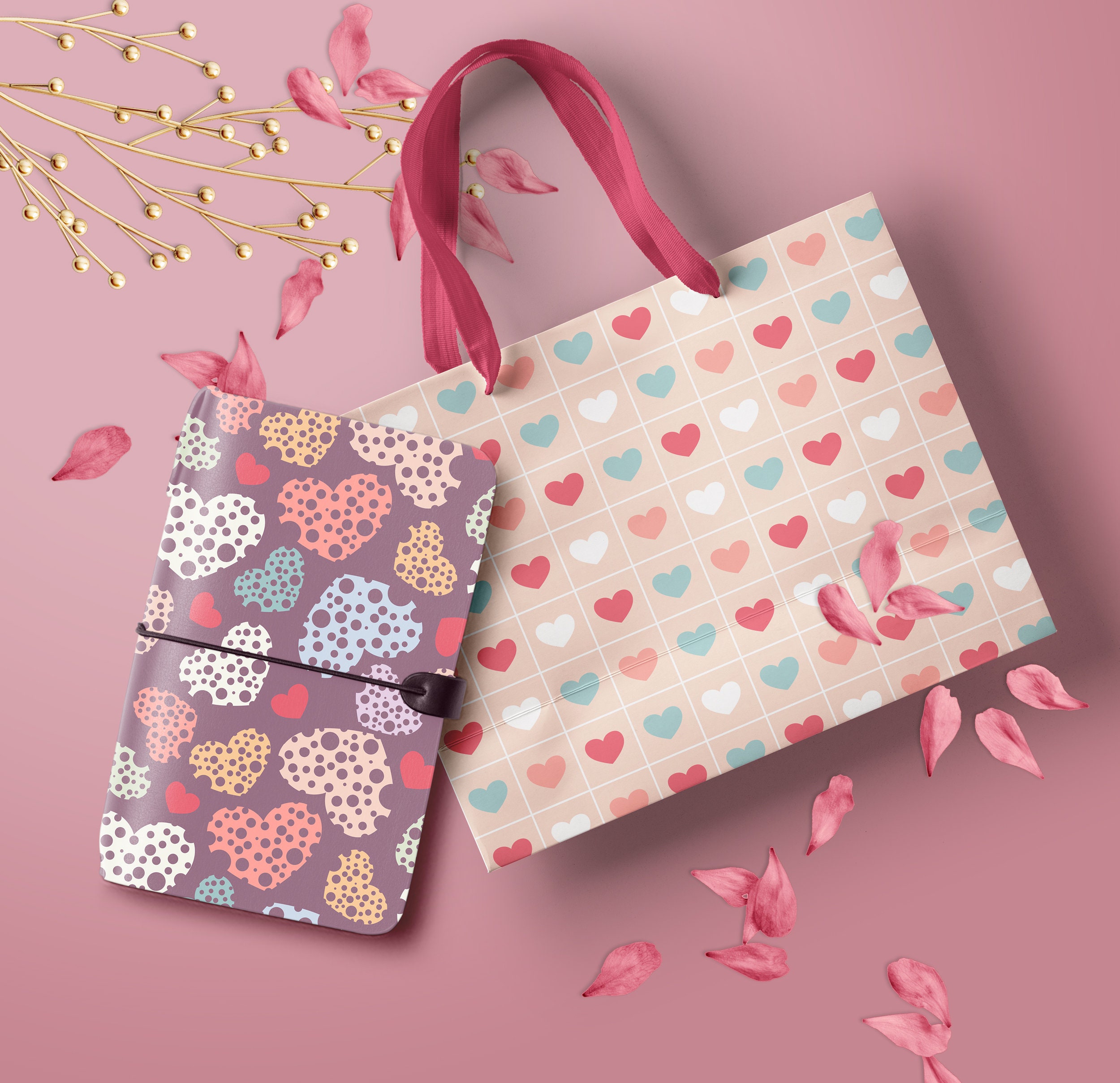 Cute Valentine Digital Paper, Valentine Seamless Pattern, Hearts ...