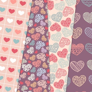 Cute Valentine Digital Paper, Valentine Seamless Pattern, Hearts ...