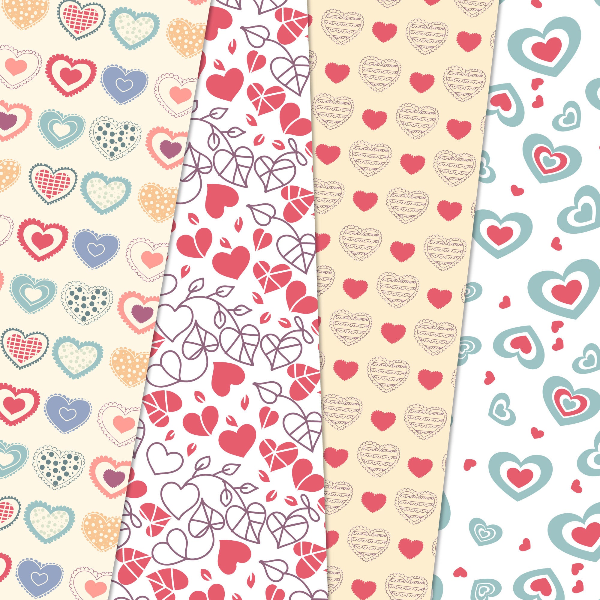Cute Valentine Digital Paper, Valentine Seamless Pattern, Hearts ...