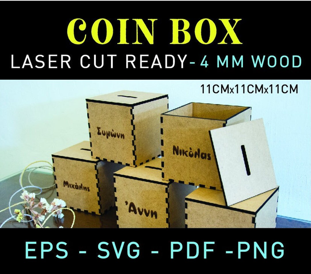 Coin Box Design for Laser Cut for 4 Mm Wood Piggy Bank Laser - Etsy