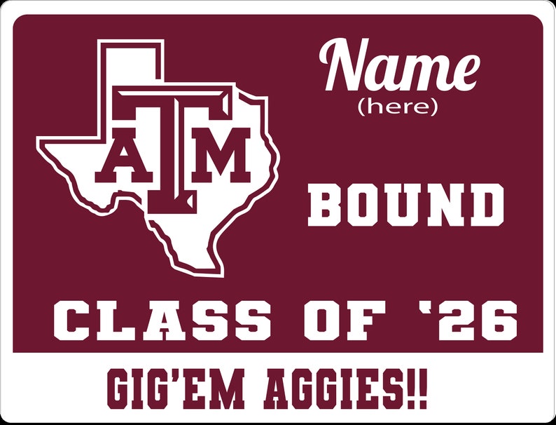 Texas A&M Yard Signs Personalized Grad Alumni - Etsy