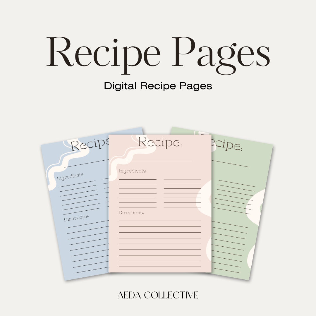 Digital Recipe Template - Etsy