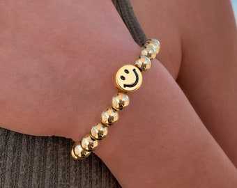 Gold Smiley Face Bracelet - Etsy