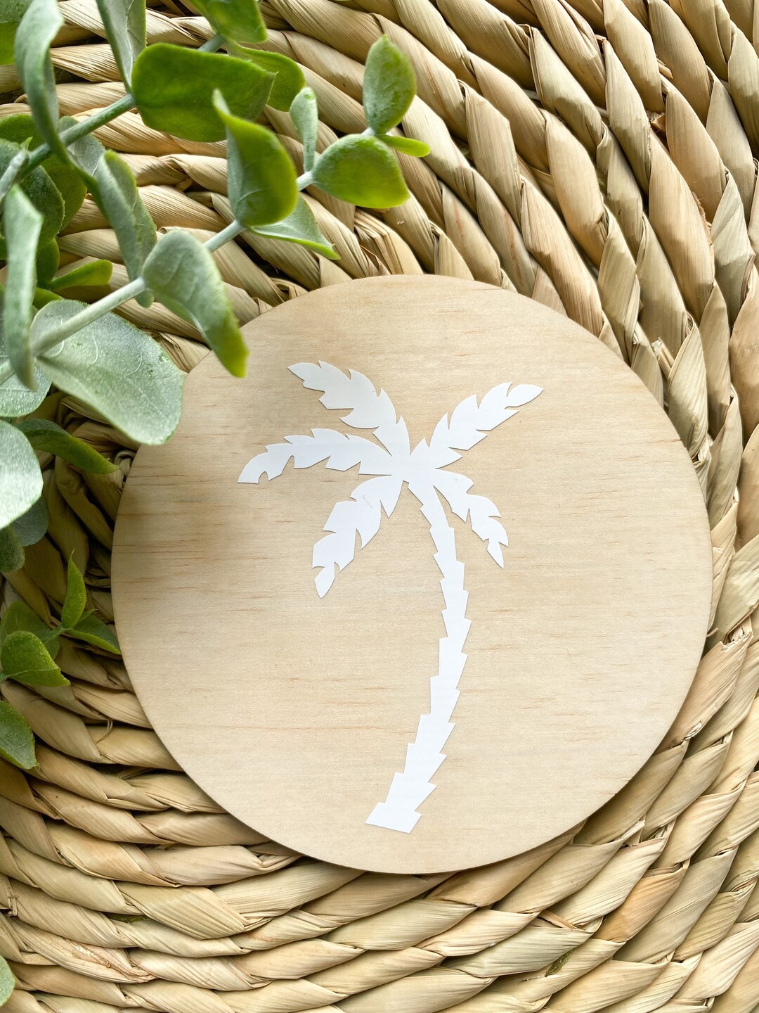 Palm Tree Wooden Circle Sign Perfect Light Weight Caravan or Kombi ...