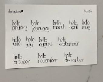 Month Script Header Stickers Font C - Etsy