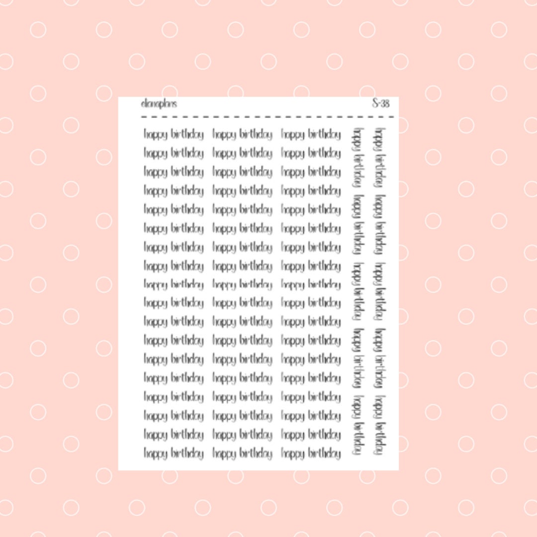 Happy Birthday Script Stickers - Etsy