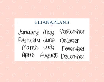 Months Script, Printable Planner Stickers - Etsy