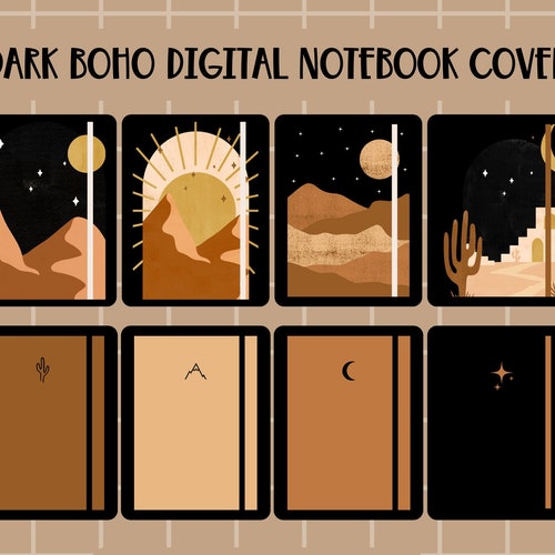 8 Dark Boho Goodnotes Digital Notebook Covers Digital Planner | Etsy