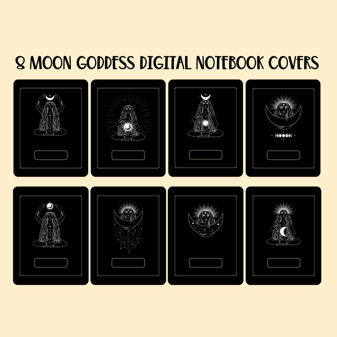 8 Moon Goddess Digital Notebook Covers, Digital Planner Cover, Digital ...